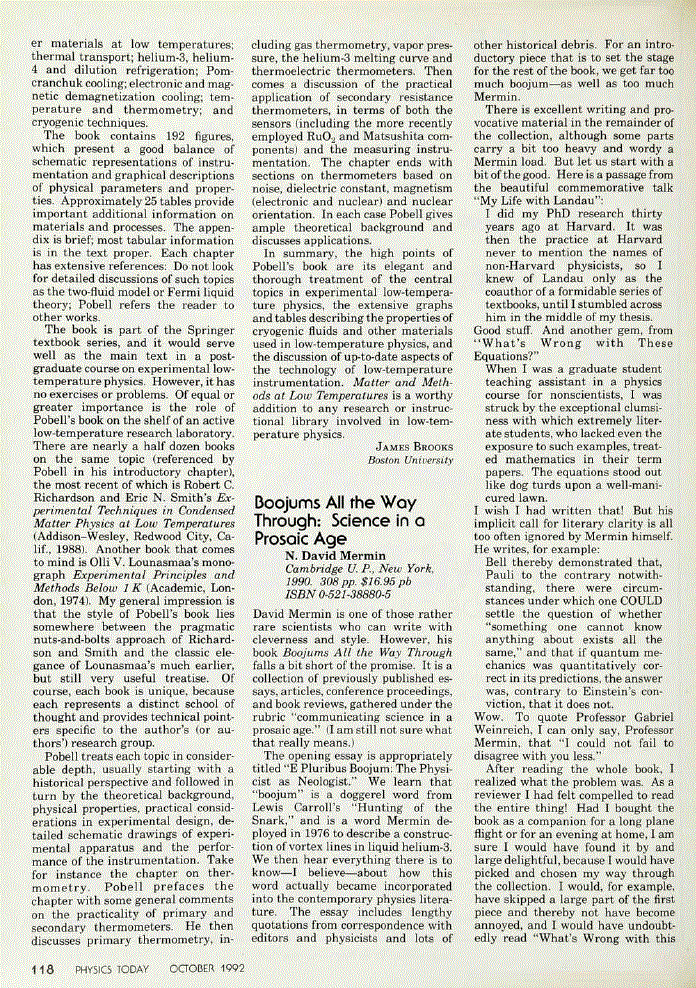 Boojums All the Way Through: Science in a Prosaic Age | Physics Today ...