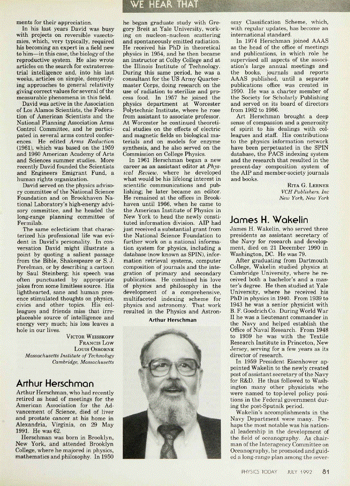 James H. Wakelin | Physics Today | AIP Publishing