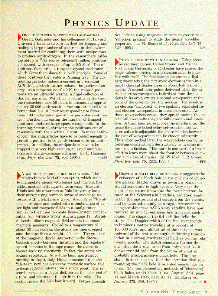 Physics Update | Physics Today | AIP Publishing