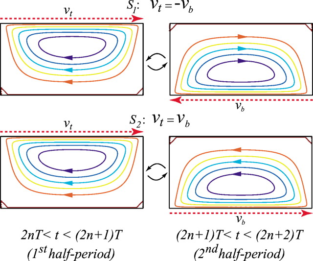 Shear migration and chaotic mixing of particle suspensions in a time ...