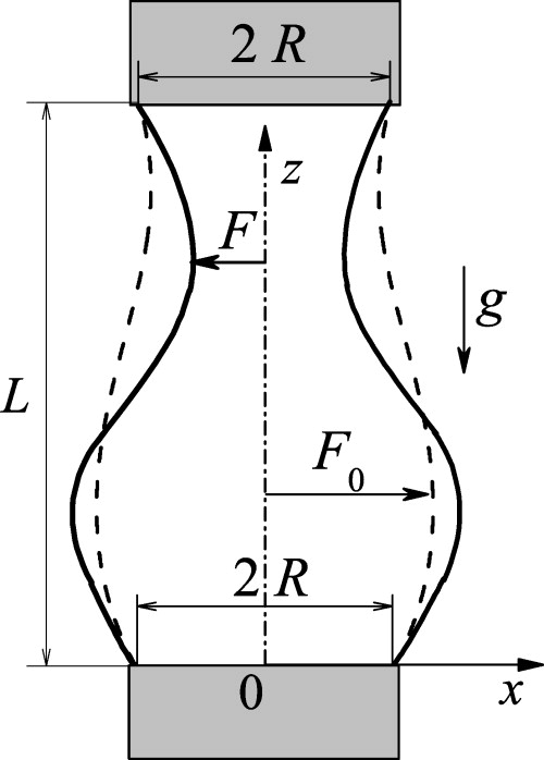 Numerical simulation of a liquid bridge in a coaxial gas flow | Physics ...