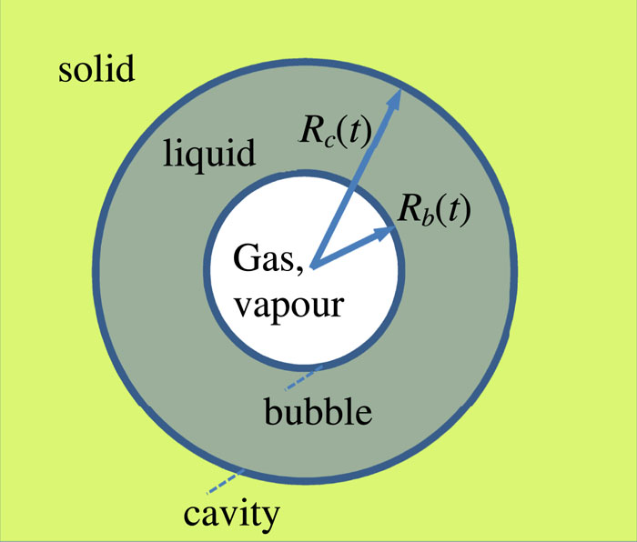 Oscillation of a bubble in a liquid confined in an elastic solid ...