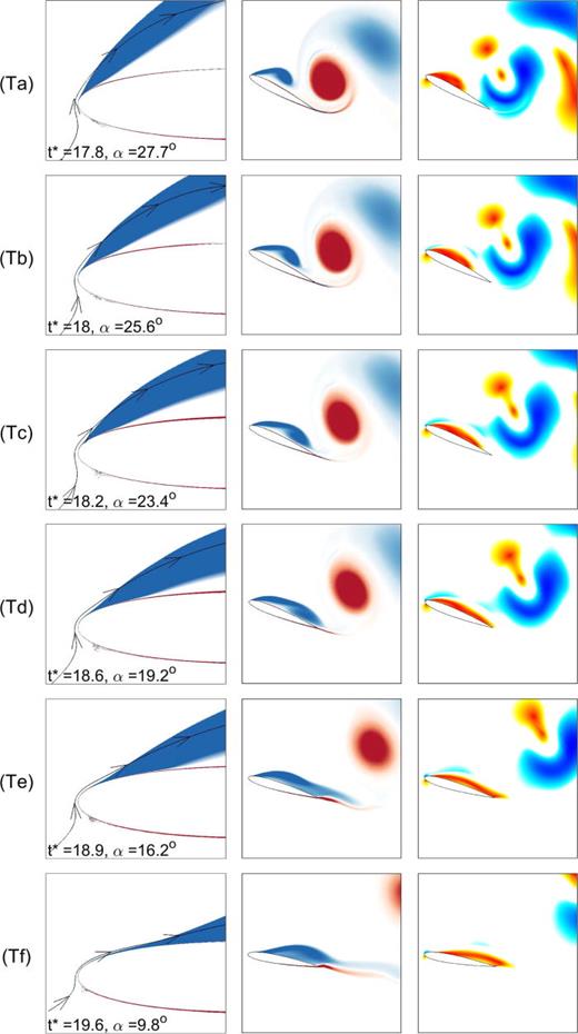 Leading-edge flow sensing for detection of vortex shedding from airfoils in unsteady flows ...