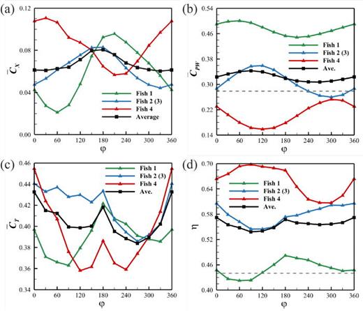 Effects of phase difference on hydrodynamic interactions and wake ...