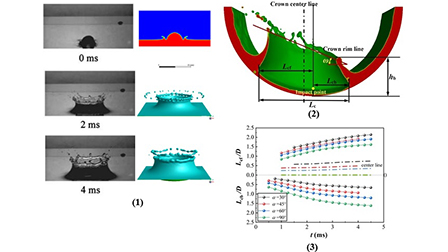 Crown morphology of oblique drop impact on a curved liquid film ...