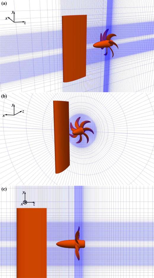 Acoustic far field of a propeller working in the wake of a hydrofoil ...
