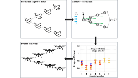 Impact of bio-inspired V-formation on flow past arrangements of non ...