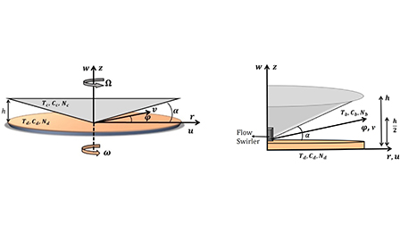 Bioconvection dynamics in rotating and stationary cone-disk systems ...