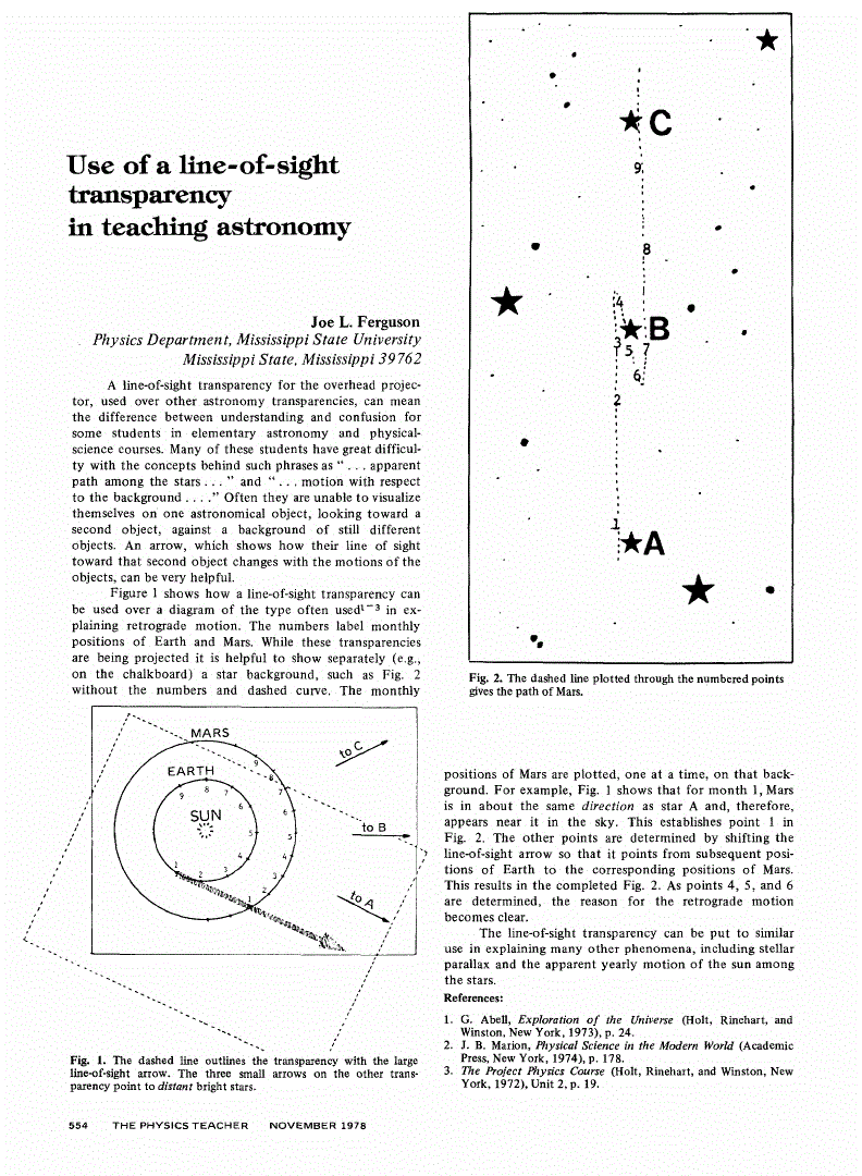 Use of a line‐of‐sight transparency in teaching astronomy | The Physics ...