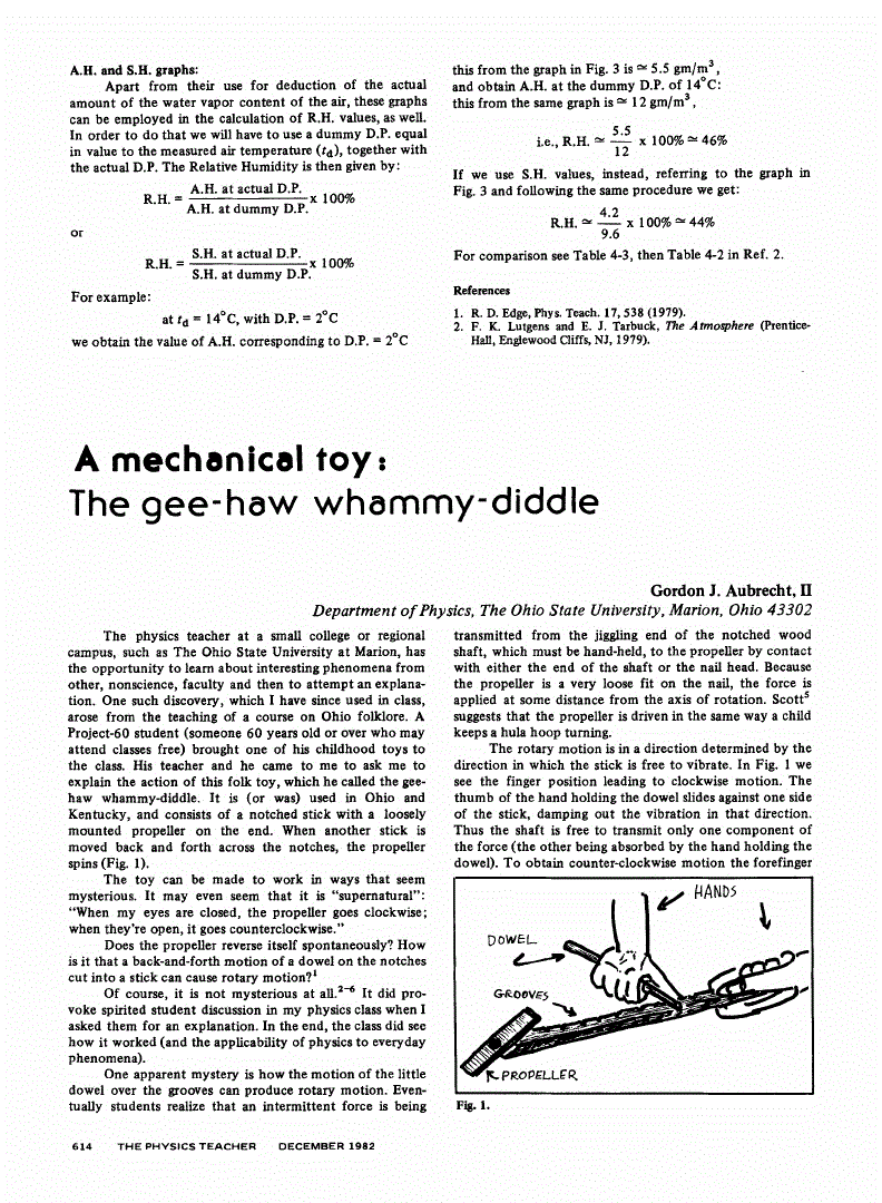 A mechanical toy: The gee‐haw whammy‐diddle | The Physics Teacher | AIP ...