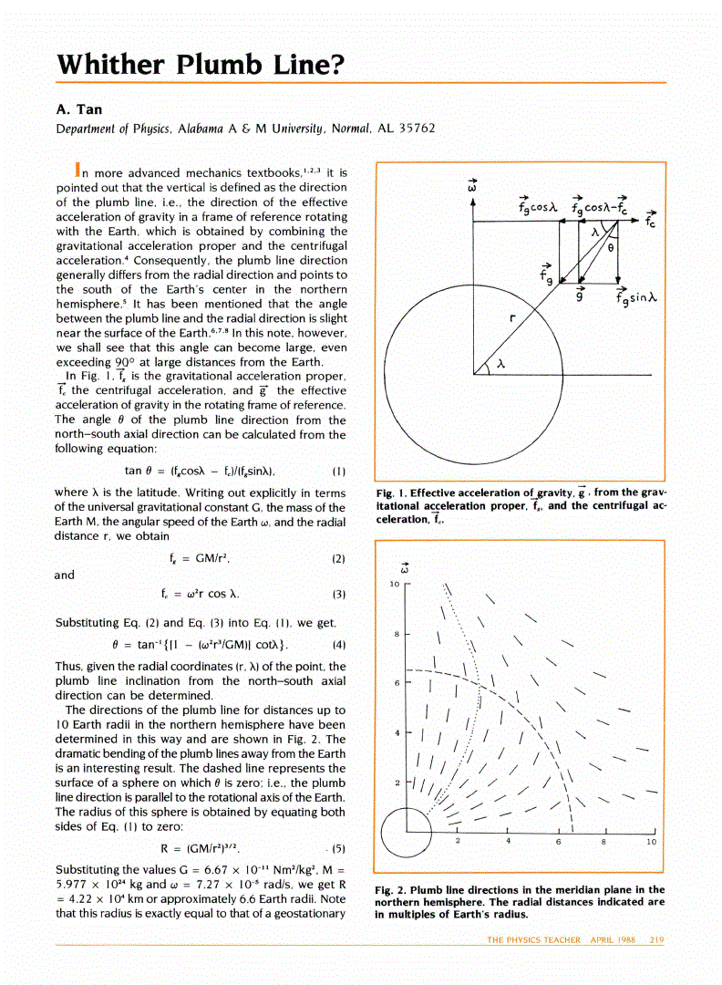 Whither plumb line? | The Physics Teacher | AIP Publishing