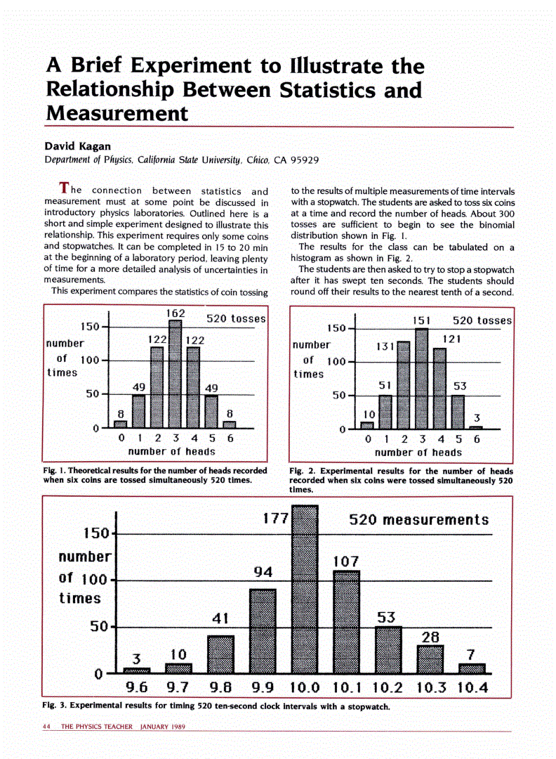 A brief experiment to illustrate the relationship between statistics ...