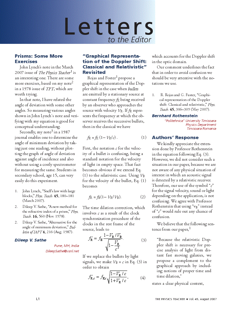 “Graphical Representation of the Doppler Shift: Classical and ...