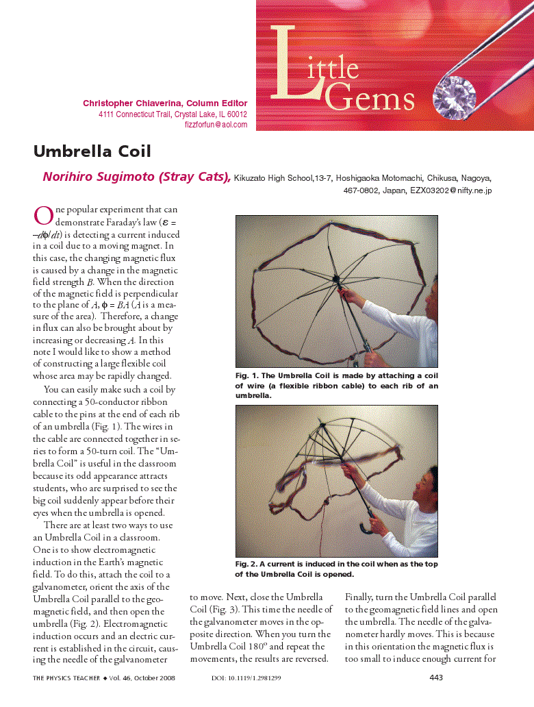 Umbrella Coil | The Physics Teacher | AIP Publishing