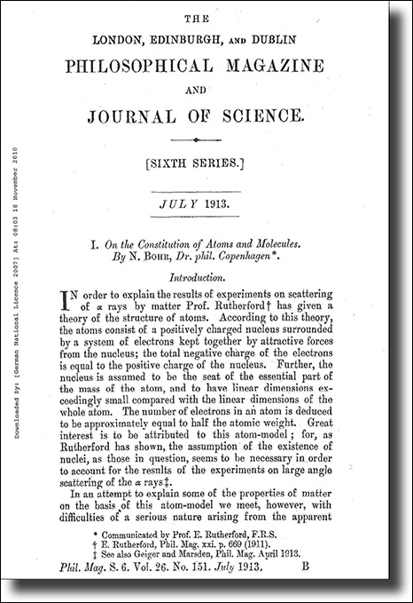 Niels Bohr’s First 1913 Paper: Still Relevant, Still Exciting, Still ...