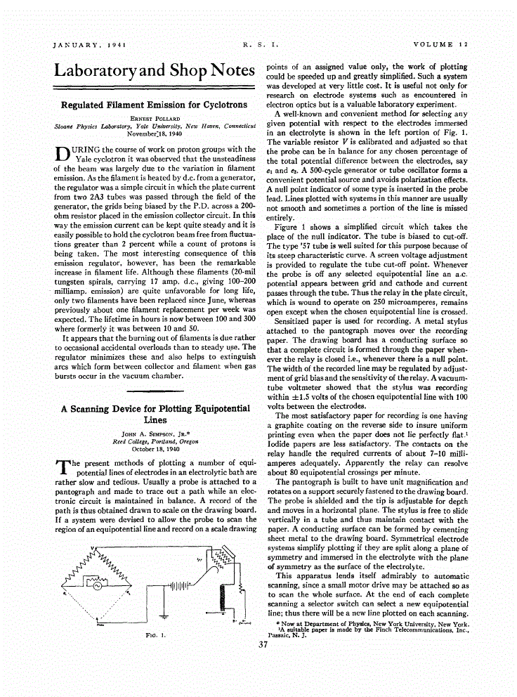 A Scanning Device for Plotting Equipotential Lines | Review of ...