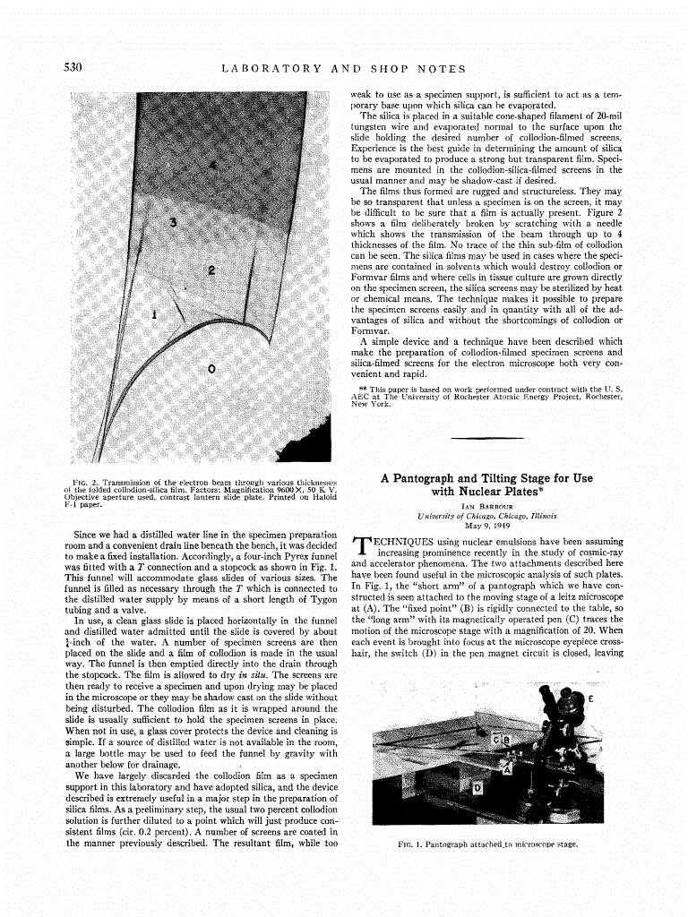 A Pantograph and Tilting Stage for Use with Nuclear Plates | Review of ...