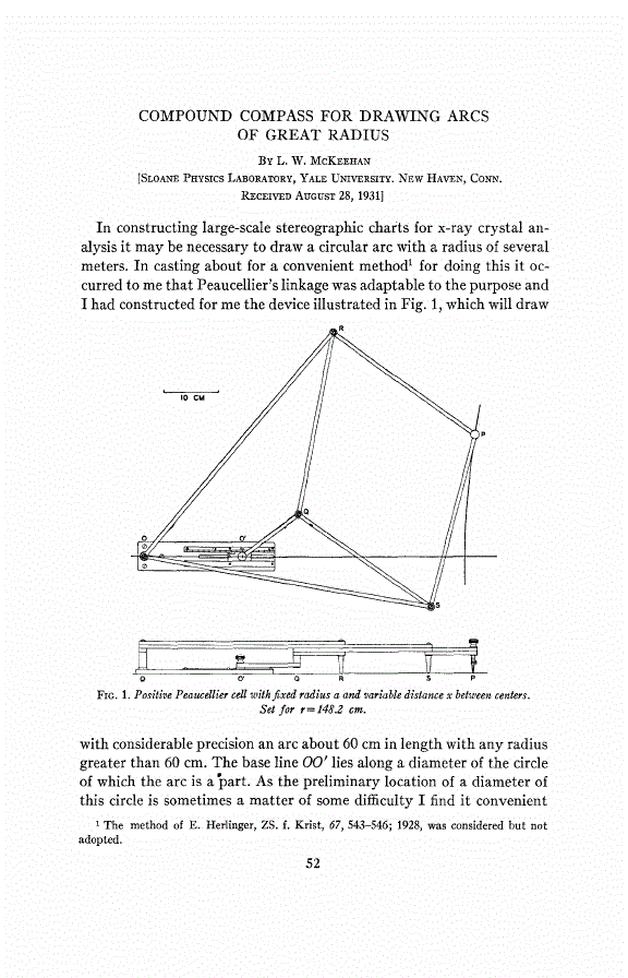 COMPOUND COMPASS FOR DRAWING ARCS OF GREAT RADIUS | Review of ...