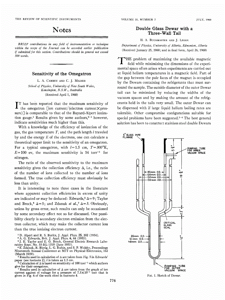 Double Glass Dewar with a Three‐Wall Tail | Review of Scientific ...