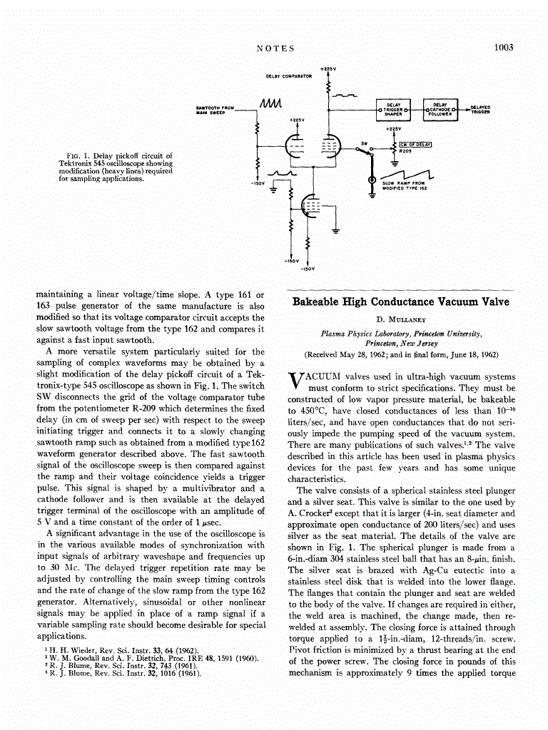 Bakeable High Conductance Vacuum Valve | Review of Scientific ...