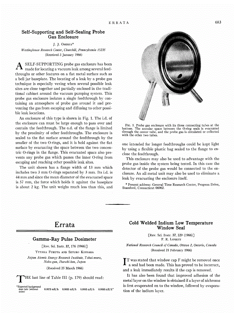 Self‐Supporting and Self‐Sealing Probe Gas Enclosure | Review of ...