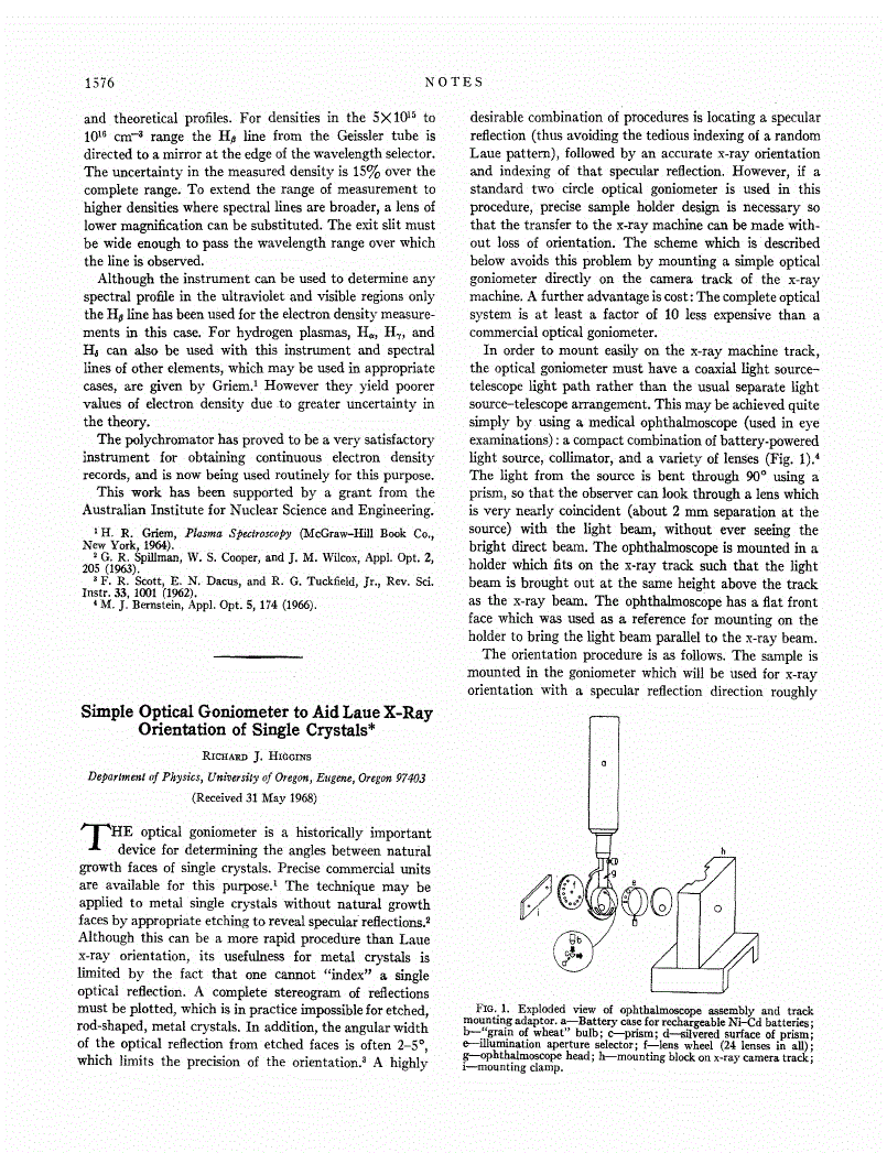 Simple Optical Goniometer to Aid Laue X‐Ray Orientation of Single ...