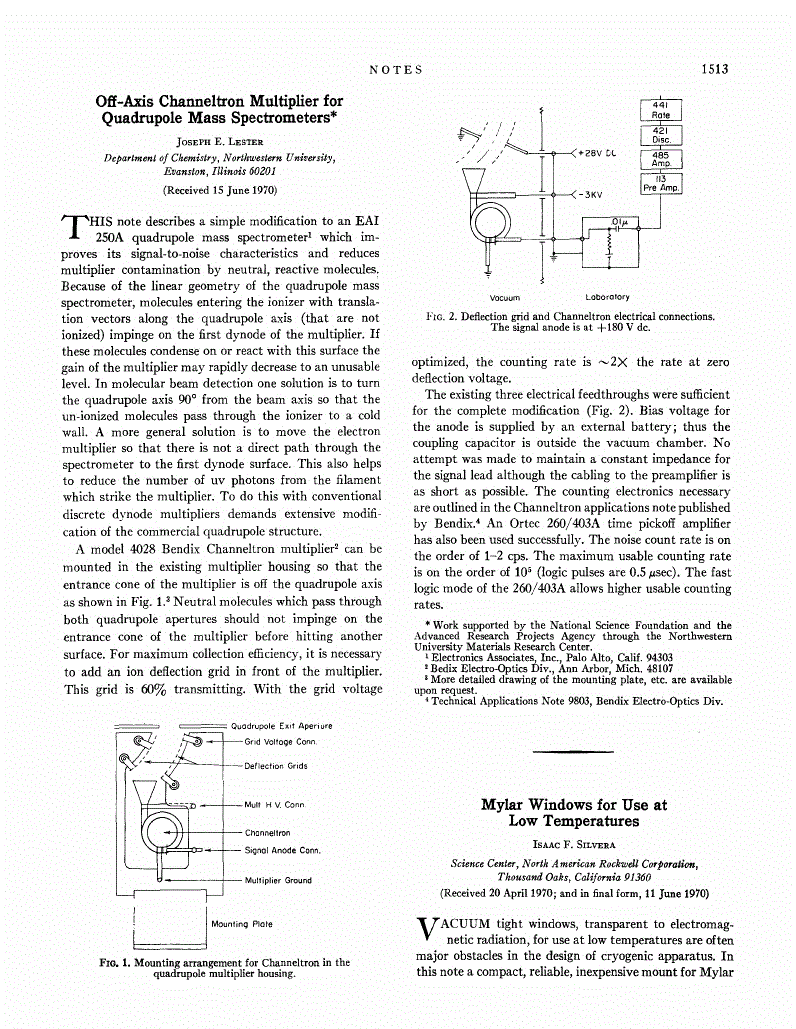 Mylar Windows for Use at Low Temperatures | Review of Scientific ...