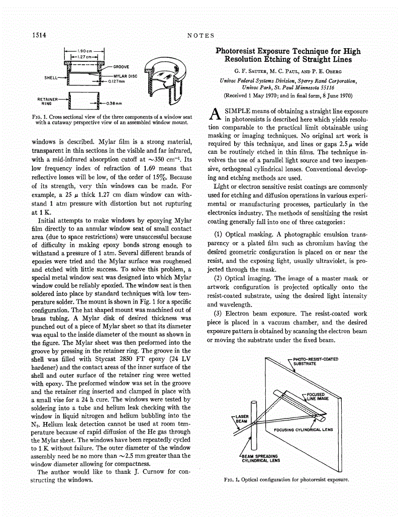 Photoresist Exposure Technique for High Resolution Etching of Straight ...