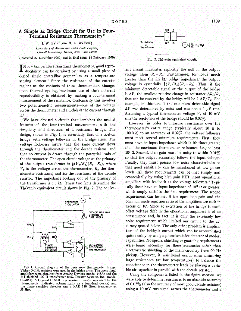 A Simple ac Bridge Circuit for Use in Four‐Terminal Resistance ...