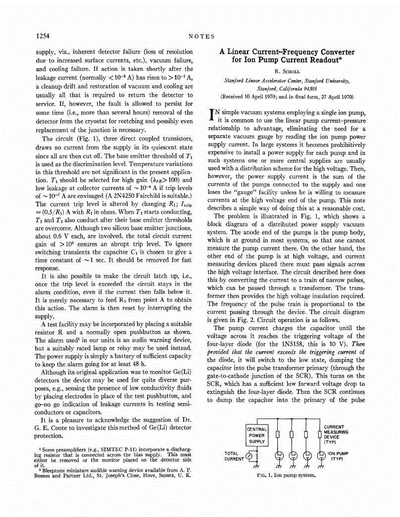 A Linear Current‐Frequency Converter for Ion Pump Current Readout ...