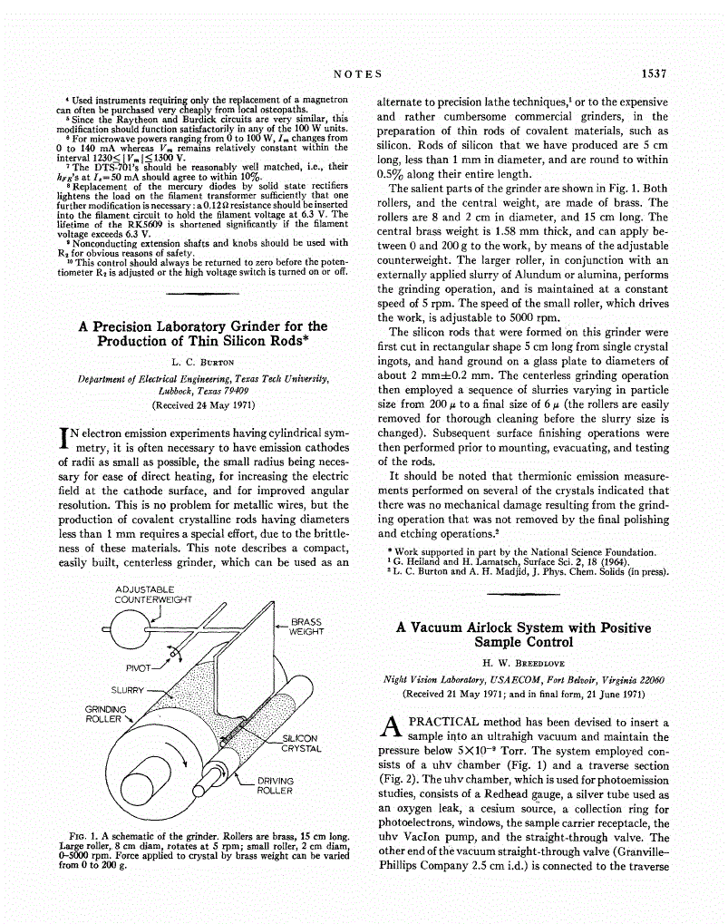 A Precision Laboratory Grinder for the Production of Thin Silicon Rods ...