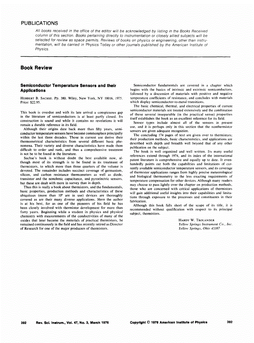 Semiconductor Temperature Sensors and their Applications by Herbert B ...