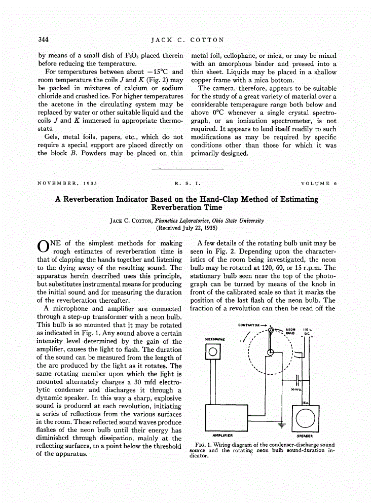 A Reverberation Indicator Based on the Hand‐Clap Method of Estimating ...