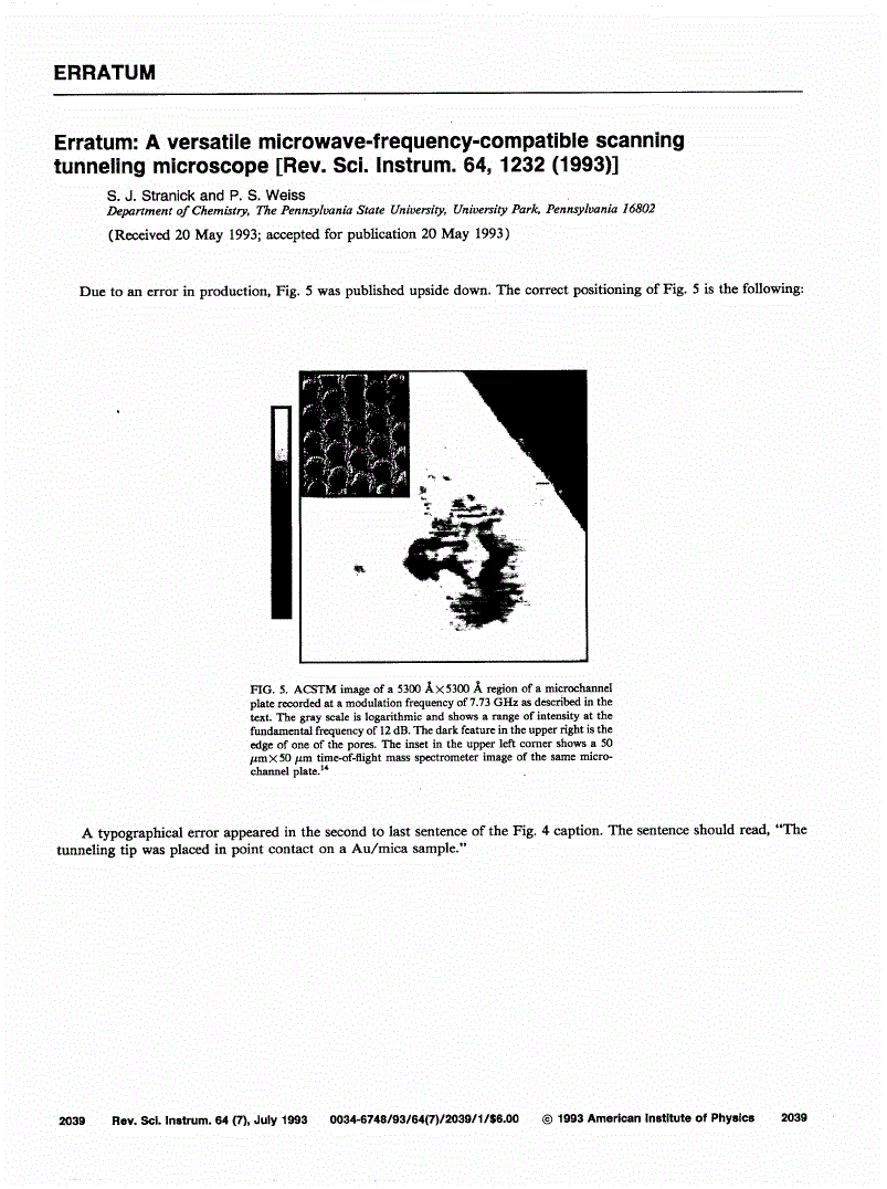 Erratum: A versatile microwave‐frequency‐compatible scanning tunneling ...