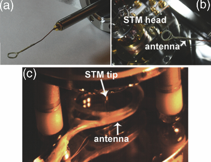 Antenna-based ultrahigh vacuum microwave frequency scanning tunneling ...