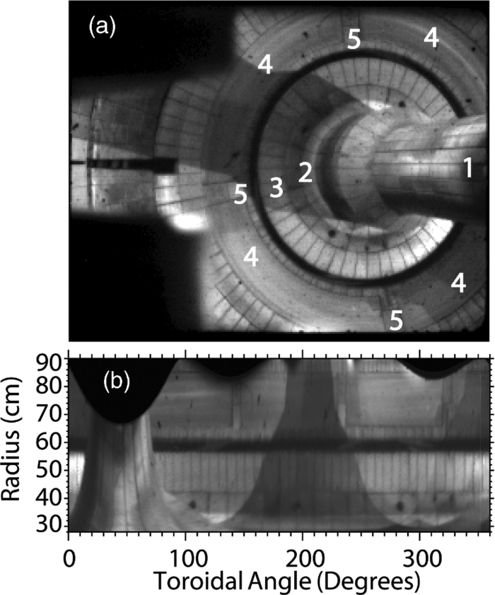 Full toroidal imaging of non-axisymmetric plasma material interaction ...
