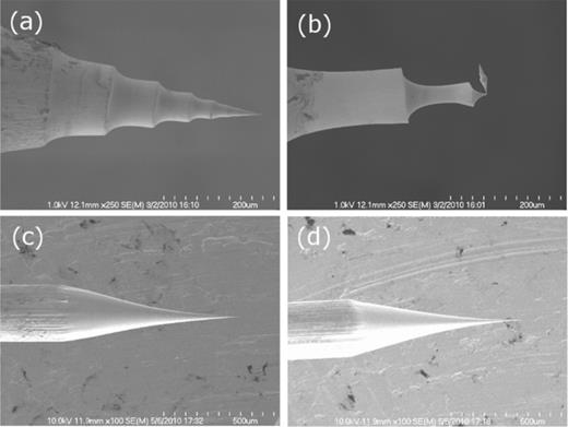 Two-step controllable electrochemical etching of tungsten scanning ...