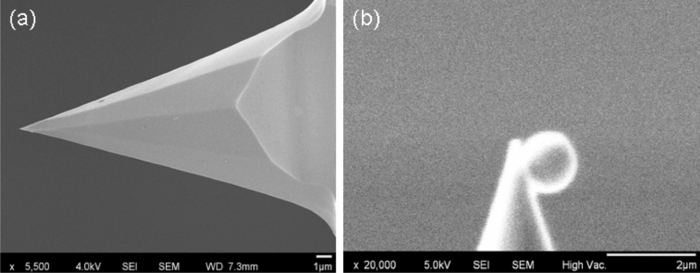 Note: Mechanical etching of atomic force microscope tip and microsphere ...