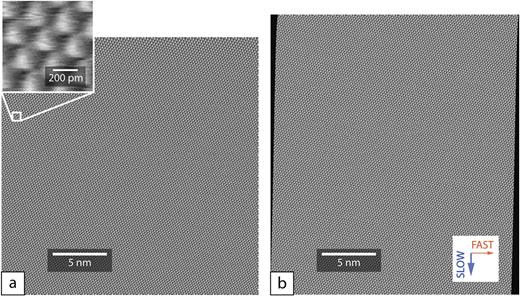 Real-space post-processing correction of thermal drift and ...