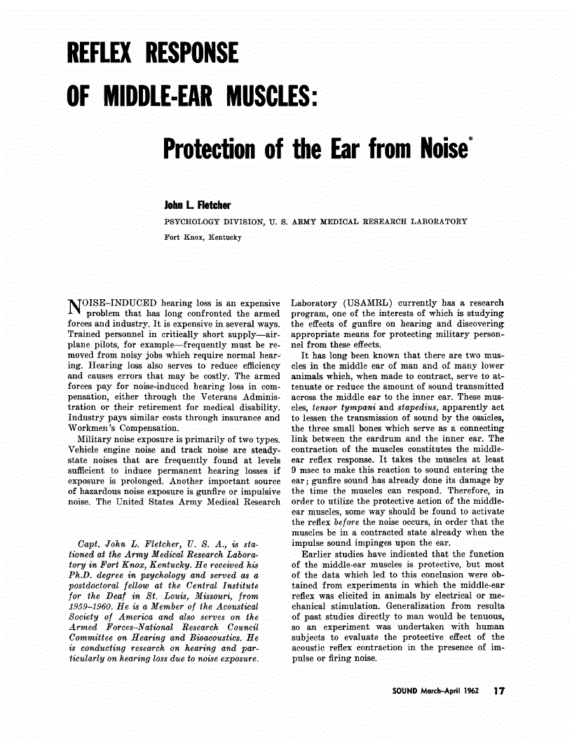 Reflex Response of Middle‐Ear Muscles: Protection of the Ear from Noise ...